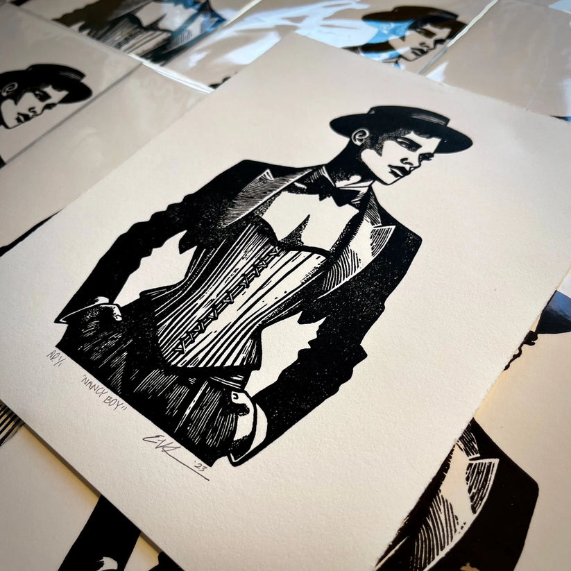 Nancy Boy LINOCUT PRINT | homoerotic art | gay art print – Queero Gear